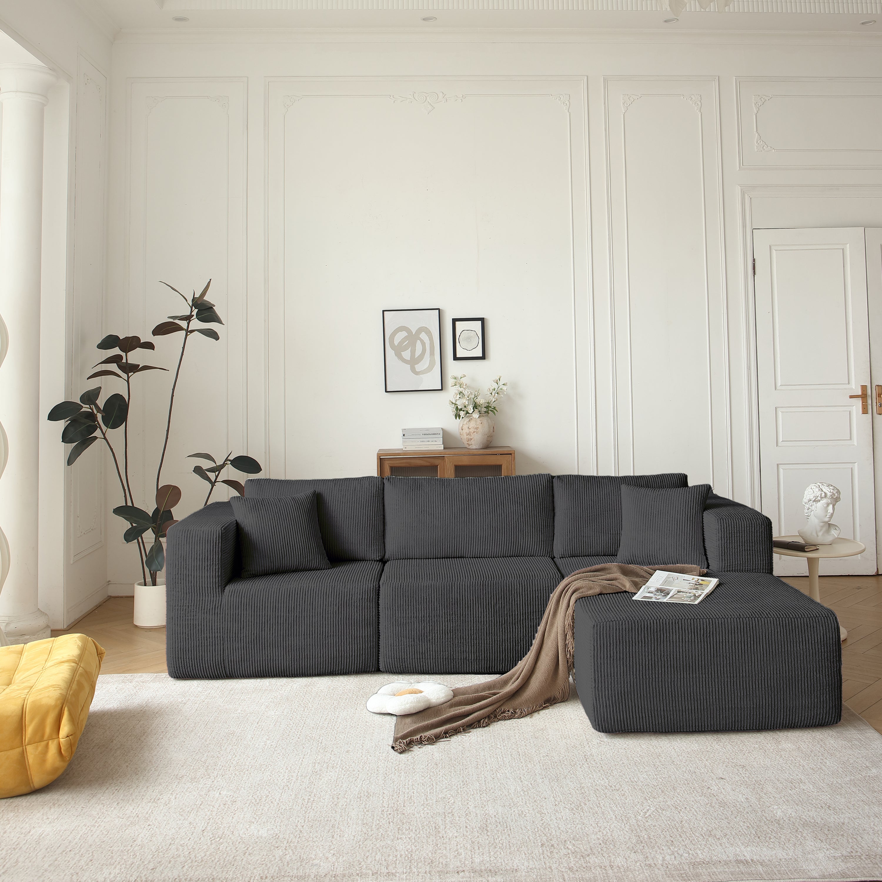H613 Sectional Sofa and Module, Mid-Century Modern L Shaped Couches 3-